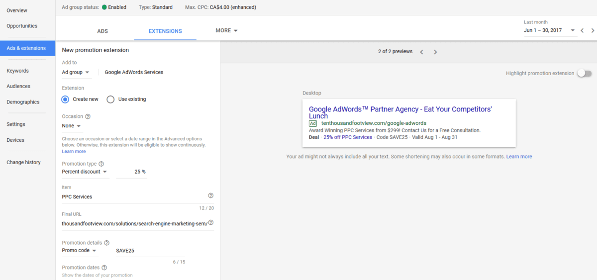 How To Implement Promotion Extensions - Ten Thousand Foot View